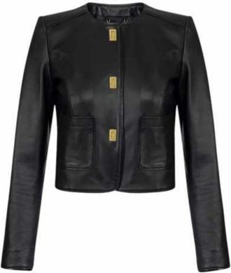Elisabetta Franchi Femme, Vestes, Noir, Taille: 42 FR Bol&eacute;ro en cuir