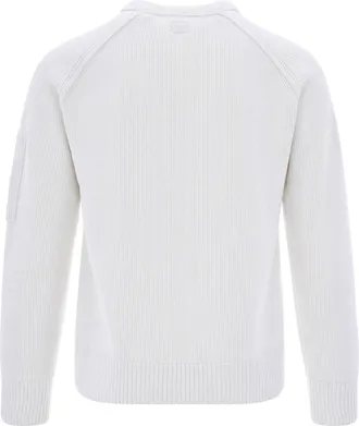 C.P. Company Chenille Cotton Sweater - White