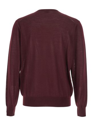 Saint Laurent Mens Bordeaux Crewneck Sweater Cashmere Tops Top