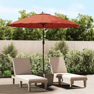vidaXL Vidaxl - Parasol droit 270 cm - M&acirc;t en aluminium - Tissu polyester anti-UV - Syst&egrave;me &agrave; manivelle - Couleur terre cuite