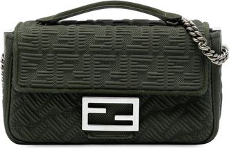 Fendi Hobo Bags - Zucca Embossed Technical Fabric Chain Midi Baguett - Gr. unisize - in Grün - für Damen