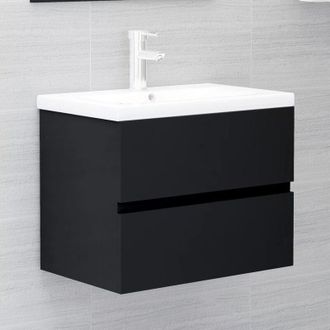 vidaXL Armoire dévier avec lavabo intégré Noir Aggloméré