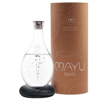 Mayu Water Swirl Onyx- Edle Wasserkaraffe aus 100% Borosilikatglas mit nat&uuml;rlicher Wirbelbewegung, handgefertigtem Porzellan, 1,5 Liter, mit Deckel, Schwar