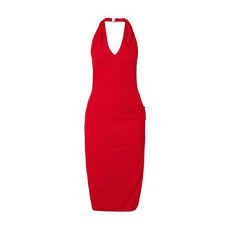 Jacquemus Rotes V-Ausschnitt Midi Kleid - - Dresses - Damen - Rot - M
