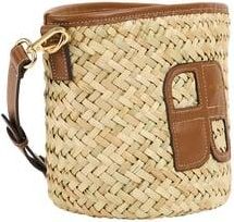 Nat & Nin Sac seau Paolo en paille et cuir