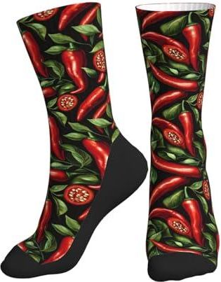 Generic Poivron Rouge Unisexe Socquette De Marche Durabilité Chaussette De Travail Respirant Chaussette De Course Pour Cyclisme Randonnée Marche