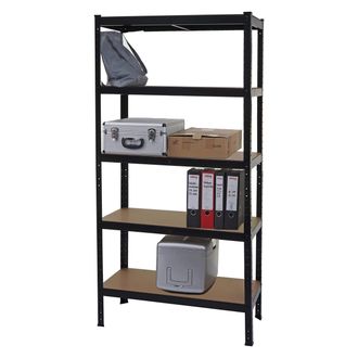 Mendler Schwerlastregal HWC-E33, Kellerregal Steckregal Lagerregal, 875kg Stahl 5 Böden - schwarz 180x90x40cm