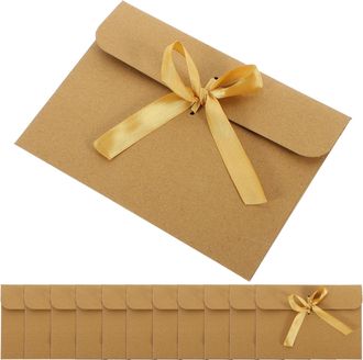 Garneck 50 St&uuml;ck Kraftpapier Briefumschl&auml;ge mit Schleifenband Kleine Gru&szlig;karten Umschl&auml;ge Vintage Einladungsumschl&auml;ge f&uuml;r Geburtstagsfeier und Karten