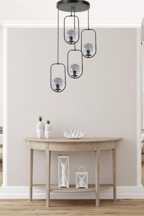 Opviq Industrial Scandinavian Chandelier, 70 cm Height, 30 cm Diameter | 100% Metal, Black Finish, E27 Socket, Max 40W | Stylish Lighting for Modern Spaces