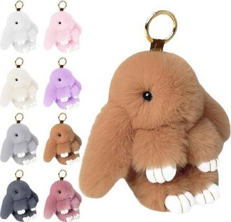 Generic Porte-clés Bunnylu-lu 8 Couleurs - Lapin Mignon Fait à la Main pour Femme - Peluche pour Sacs, Téléphones, Clés