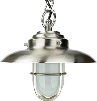 Licht-Erlebnisse Au&szlig;enlampe Maritim Messing Glas IP54 &oslash; 23 cm E27 Pendelleuchte Haus Vordach Garten