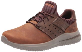 Skechers USA Mens Mens Delson 3.0-Ezra Leather Bungee Lace Slip On Sneaker, CDB, 10.5 X-Wide