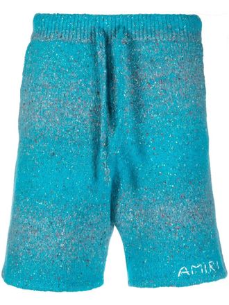 Amiri Gestrickte Shorts mit Logo-Stickerei - Blau