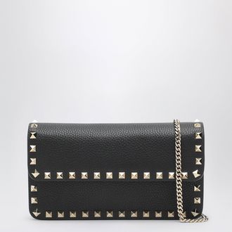 Valentino Garavani Schwarze Pochette-Tasche Rockstud mit Kette
