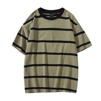 Generic T-shirt pour homme &agrave; manches courtes surdimensionn&eacute; avec col rond et blocage des couleurs pour homme et femme, vert, XXL