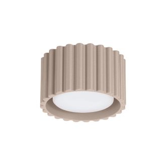 Licht-Erlebnisse Runde Deckenleuchte Taupe GX53 LED geeignet Aluminium &Oslash;10 cm klein flach Wohnzimmer Schlafzimmer Aufbauleuchte Decke Flur Deckenlampe Modern