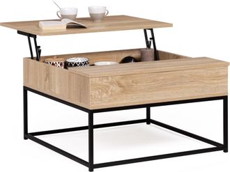 IDMarket Couchtisch, aufklappbar, quadratisch, Detroit Industriedesign