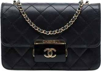 Chanel Sac bandouli&egrave;re matelass&eacute; en cuir dagneau Pre-owned - Femme - Pre-owned - Noir - Taille: ONE Size