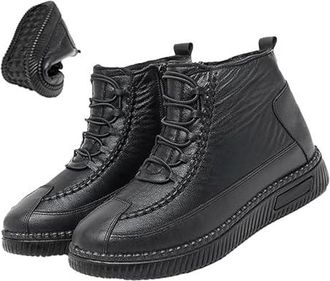 Generic Chaussures dhiver chaudes en polaire &eacute;paisse pour femme - Chaussures dhiver en coton chaud - Bottines &agrave; enfiler en cuir avec fermeture &eacute;clair lat&eacute;rale