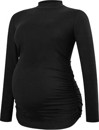 Smallshow T-Shirts et Tops Maternit&eacute; Manches Longues Cou d&eacute;quipage Grossesse Clothes,Black,XXL