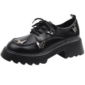 Generic Qynthra Mocassins &agrave; Plateforme Large Fit Femme Talon Bloc &Eacute;pais Bout Rond Slip on Chaussures Style Oxford pour Bureau et Tenue D&eacute;contract&eacute;e Mat et Bri