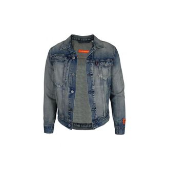 Heron Preston Homme, Vestes, Bleu, Taille: XS Veste en jean &agrave; imprim&eacute; bicolore