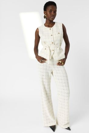 Gerard Darel Pantalon large en tweed - ARIELA - Ecru