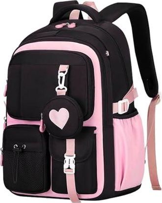 Generic Sac &agrave; dos d&eacute;cole pour adolescents - Sac &agrave; livres multi-poches de 45 cm, sac de transport quotidien l&eacute;ger, organiseur durable pour &eacute;tudiants | Compagno