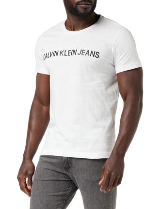 Calvin Klein Jeans Calvin Klein Herren CORE INSTITUTIONAL LOGO SLIM TEE T-Shirt, Wei&szlig; (Bright White 112), Medium (Herstellergr&ouml;&szlig;e: M)