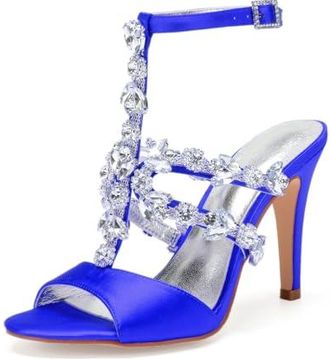 Generic Chaussures De Mariage &Agrave; Talons Hauts pour Femme Mari&eacute;e Stylet Talons Bout Ouvert Sandales Chaussures De F&ecirc;te 10.5Cm,Bleu,41 EU