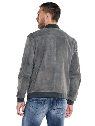 Emilio Adani Lederjacke Herren Lederjacke slim fit, Hellgrau