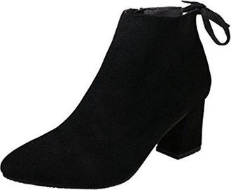 OverDose Bottines Chelsea, Bottes à Talons Lacets Femme Grande Taille Hiver Chaussures (EU:44, Noir)