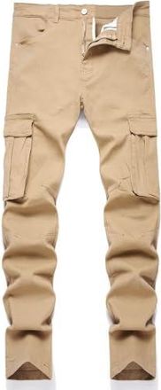 Generico Hommes Jeans Slim Fit &Eacute;lastique Bootcut Zip 3D Slim Jeans Hommes Pantalon de Travail pour Hommes Confort Stretch Denim Jambe Droite Pantalon en Denim 