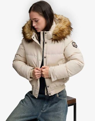 Superdry bomber &agrave; capuche Everest en gris jour de pluie