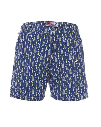 MC2 Saint Barth Mens Swim Shorts Lighting Micro Fantasy Print Blue Polyester