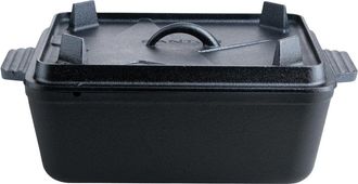 Santos Guss-Kastenform - Gusseisen-Kastenform 5,5L - 34x24x14,5cm - Schmortopf eckig - Backform, Kochtopf - Camping, Feuer, Backofen, Kugel-/Gasgrill