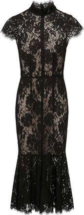 John Richmond Femme, Robes, Noir, Taille: 38 FR Longue robe en dentelle avec col montant et ourlet sir&egrave;ne