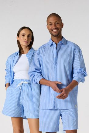 Jott Chemise mixte en popeline Bleu c&eacute;leste ray&eacute; Duffy stripe - Taille XL