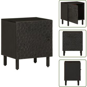 vidaXL The Living Store Nachttisch Schwarz 40x33x46 cm Massivholz Mango - Nachttisch - Mangoholz Tisch - Schwarze Kommode - Wohnzimmerm&ouml;bel