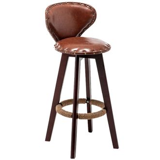 Generic Vintage Barhocker, 360&deg; drehbar, mit R&uuml;cken- und Fu&szlig;st&uuml;tze, gepolstert mit PU-Leder, Tresenhocker, hoher Stuhl f&uuml;r Kneipe, Caf&eacute;, K&uuml;che und K&uuml;cheninsel