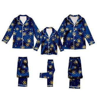 Generic Ensemble de pyjama de Noël pour la famille - Imprimé renne amusant - Manches longues - Boutons en satin - Doux et confortable - Pour les fêtes de Noël