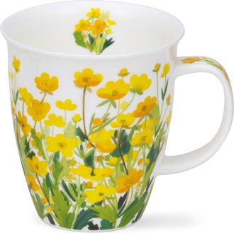 Dunoon Feines Knochenporzellan Nevis-Form hergestellt in England spülmaschinen und mikrowellengeeignet Meadow, Buttercup