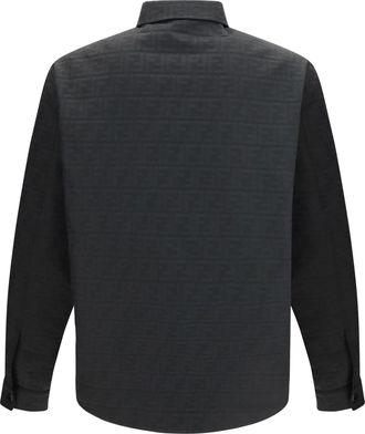 Fendi Mens Ff Jacquard Nylon Shirt Nero Polyester Jacket