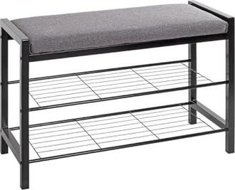 Haku Möbel Schuhbank, grau, schwarz, Metall, Textilgewebe - Maße: B 75 x H 50 x T 32 cm, Style: Modern