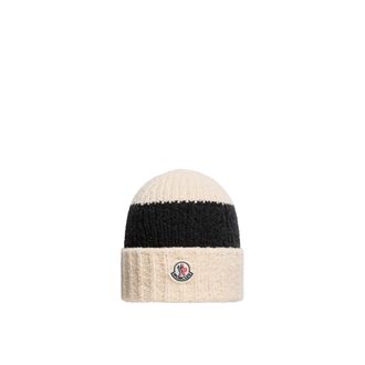 Moncler Moncler Striped Wool Blend Boucl&eacute; Knit Beanie, Men, Black, Size: One Size