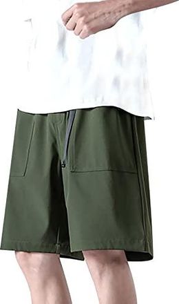 Generic Short d&eacute;t&eacute; d&eacute;contract&eacute; en coton pour homme - Short de sport pour homme - Lin, Vert, 3XL