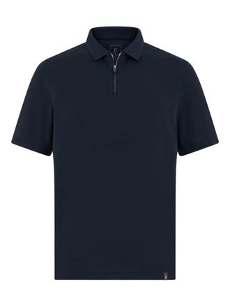 Boggi Milano piqu&eacute; zip polo shirt - Bleu