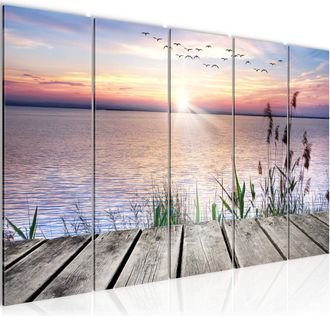 Runa Art Bild Brücke Am See Wandbilder auf Vlies Leinwand 5 Teilig Wanddekoration Wohnzimmer Schlafzimmer 034356a