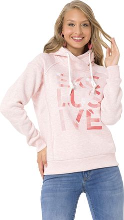 Cipo & Baxx Damen Kapuzensweatshirt WL330 Rosa - Stylischer Hoodie mit Kapuze & K&auml;ngurutasche - Bequemer Pullover f&uuml;r Freizeit, Alltag & Streetwear - WL330 Rosa X