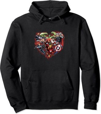 MARVEL Avengers Heart Group Shot Valentine Pullover Hoodie